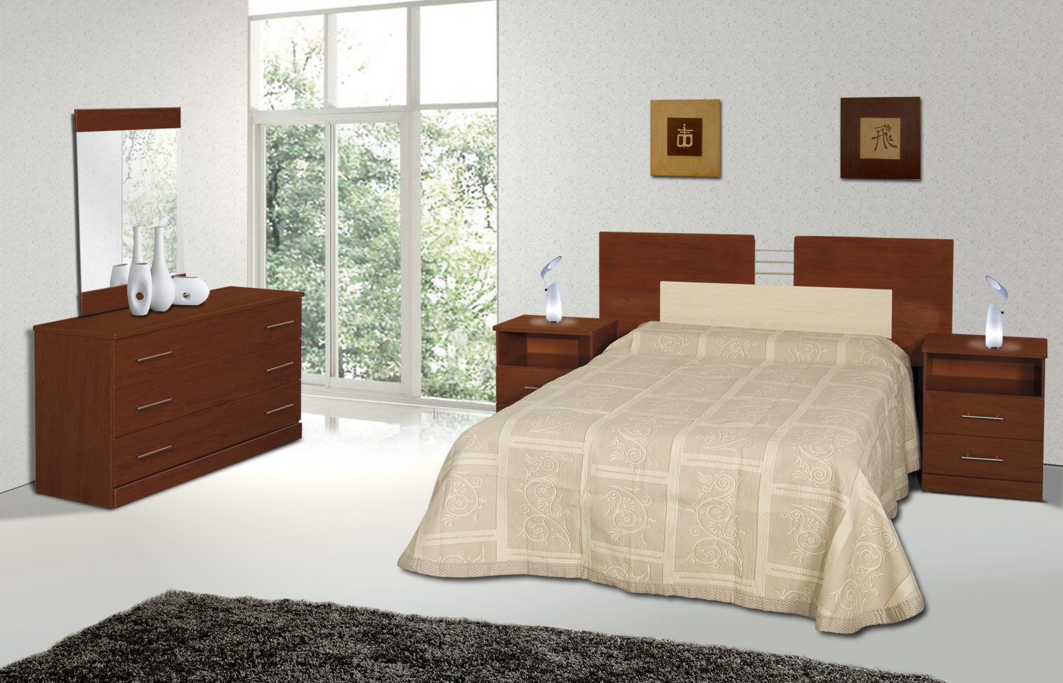 Cama Módena de 2 plazas, con Respaldo. De Ricchezze. – FABRICAS UNIDAS SRL